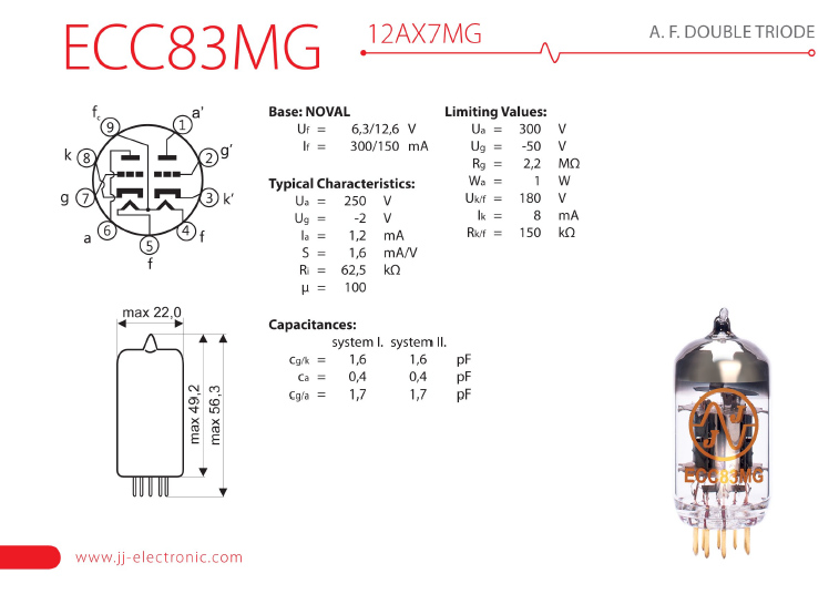 JJ Electronic - ECC83MG / 12AX7MG - gold